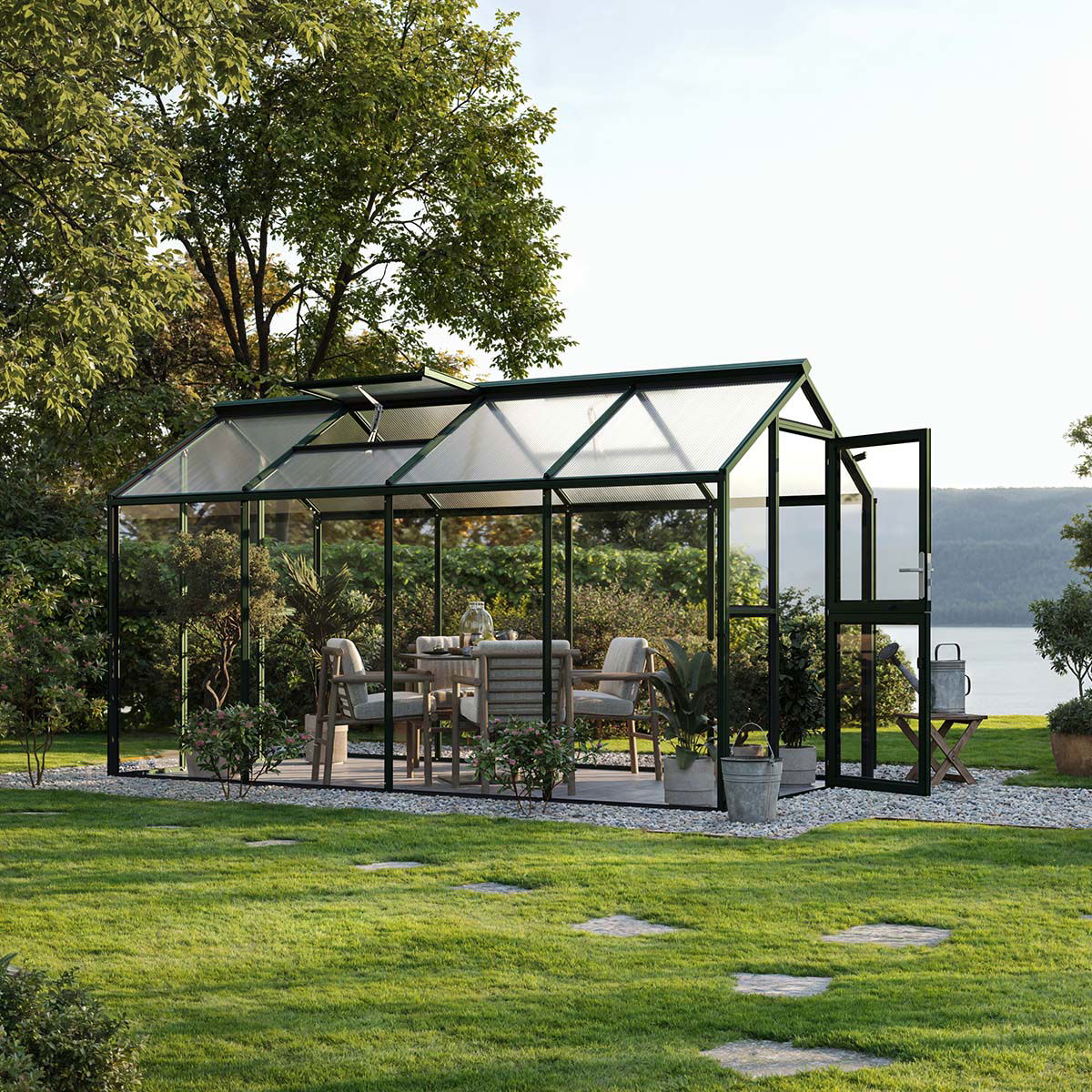 Drivhus - Model Galant IV, ESG + HKP, Grangrøn | 13031400012