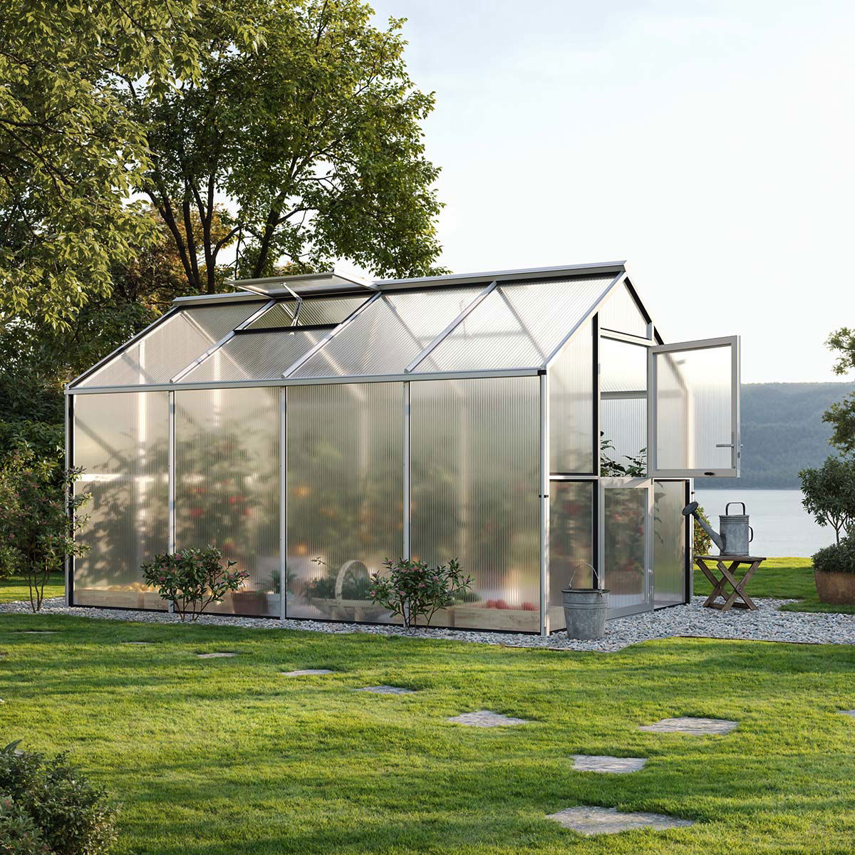 Drivhus - Model Novum IV, kun HKP, Aluminium Natur | 13032400000