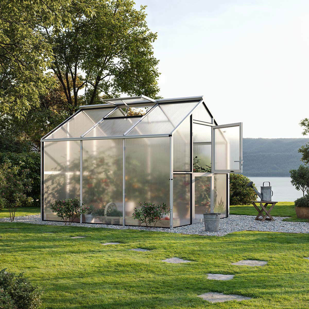 Drivhus - Model Novum III, kun HKP, Aluminium Natur | 13032300000